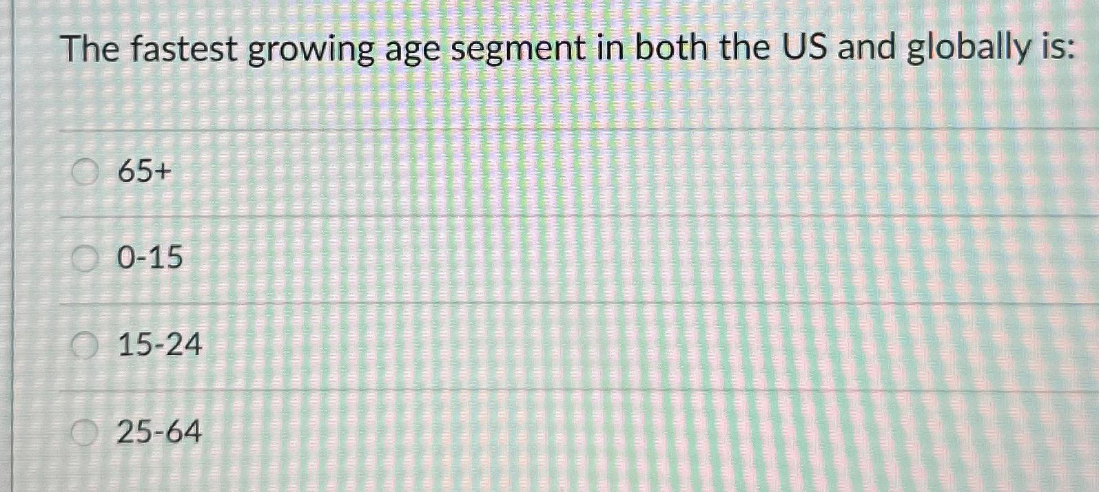Solved The fastest growing age segment in both the US and | Chegg.com