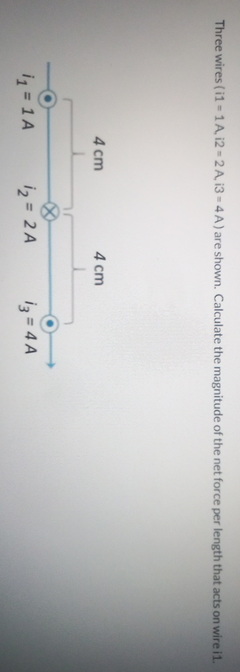 Solved Three wires ( i1=1A,i2=2A,i3=4A ) ﻿are shown. | Chegg.com