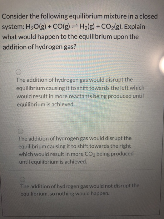 Solved Consider the following equilibrium mixture in a | Chegg.com