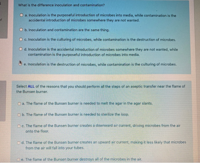 Solved What is the difference inoculation and contamination? | Chegg.com