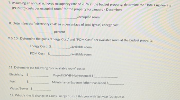 Sample Combined POM and Energy Budget 20197. Assuming | Chegg.com