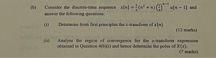 Solved b) Consider the discrete-time sequence | Chegg.com