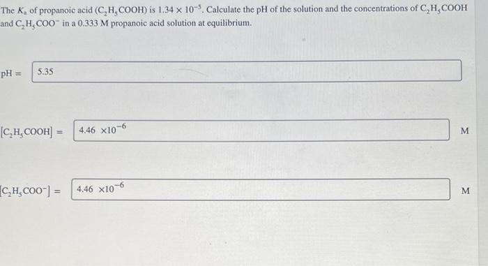 Solved The Kn of propanoic acid (C2H5COOH) is 1.34×10−5. | Chegg.com