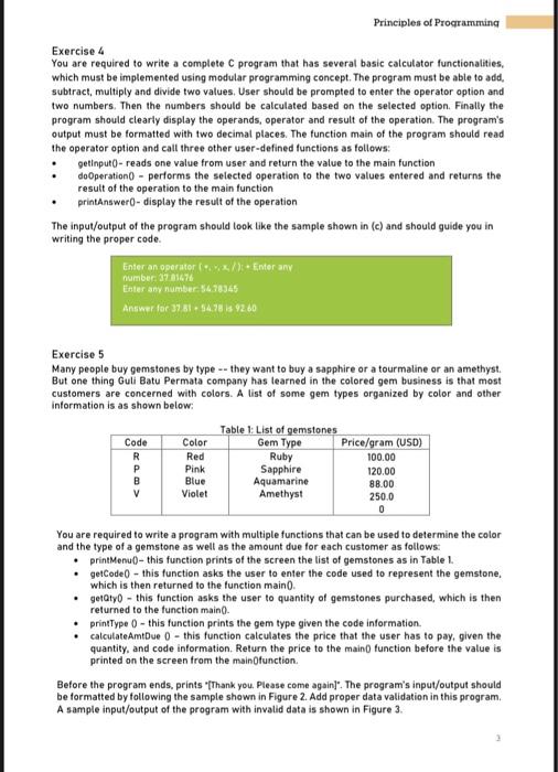 Solved Principles of Programming Exercise 4 You are required | Chegg.com