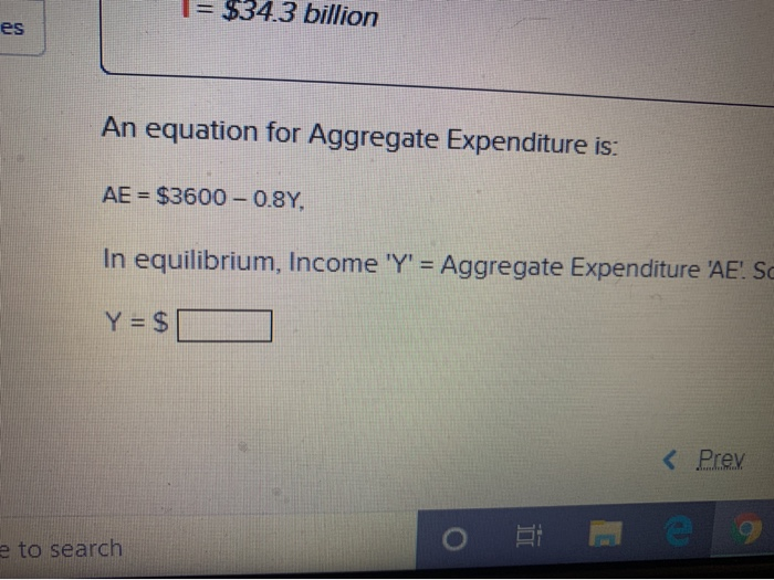 Solved = $34.3 billion An equation for Aggregate Expenditure | Chegg.com