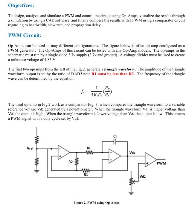 Solved PWM using Op-Amps: Project: PWM generator circuit is | Chegg.com