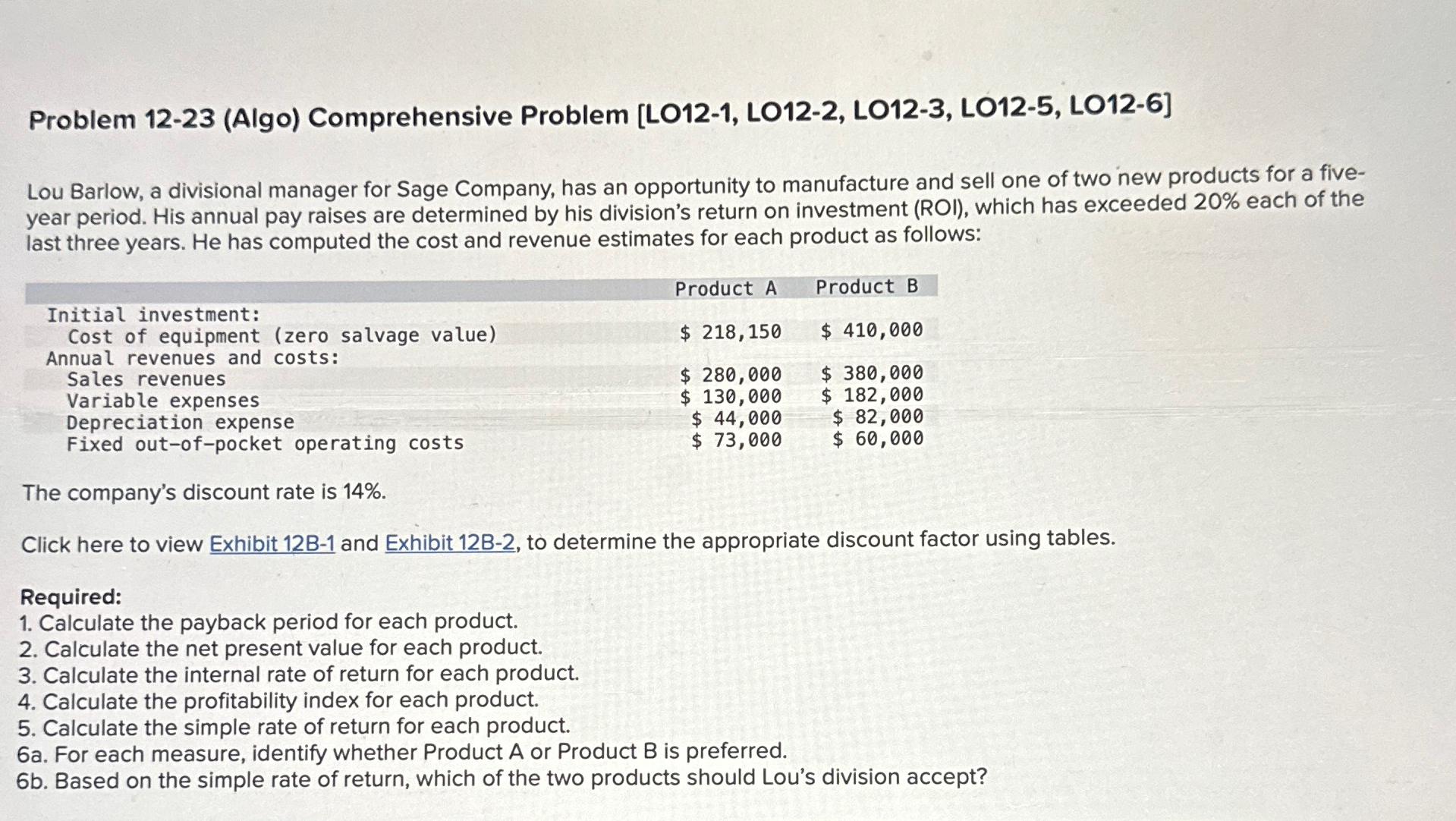 Solved Problem 12-23 (Algo) ﻿Comprehensive Problem [ | Chegg.com