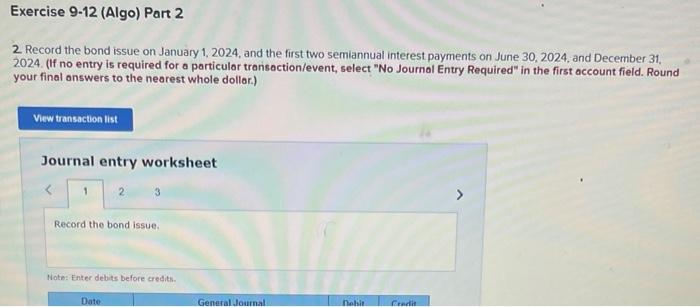 Solved Required information Exercise 9-12 (Algo) Record | Chegg.com