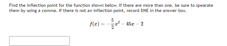 Solved Find the inflection point for the function shown | Chegg.com