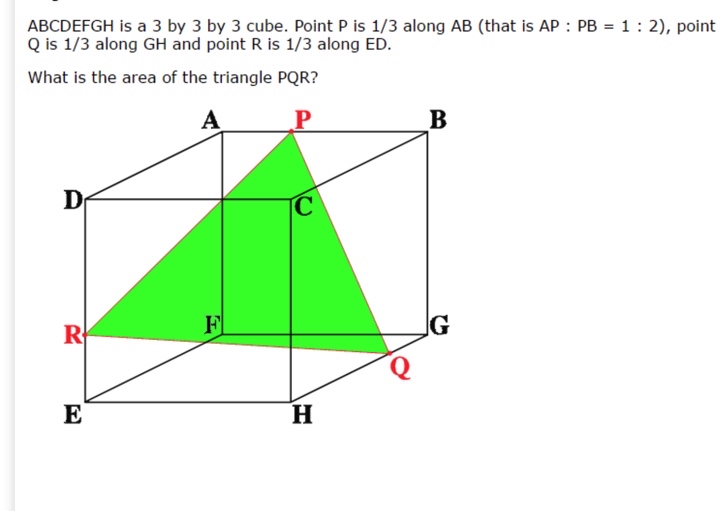 Solved ABCDEFGH is a 3 ﻿by 3 ﻿by 3 ﻿cube. Point P ﻿is 13 | Chegg.com