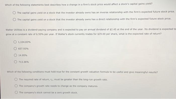 Solved 6. Expected returns, dividends, and growth The | Chegg.com