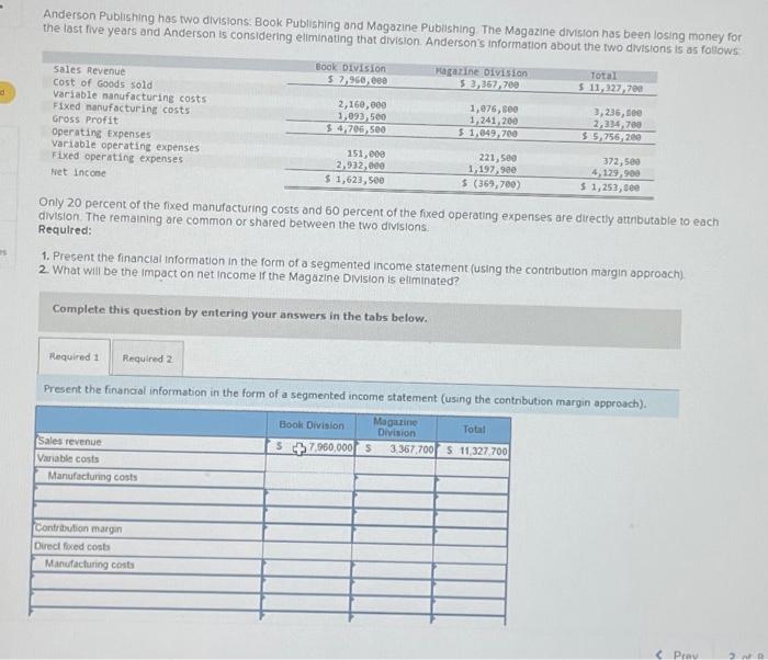 Solved d es Anderson Publishing has two divisions: Book | Chegg.com