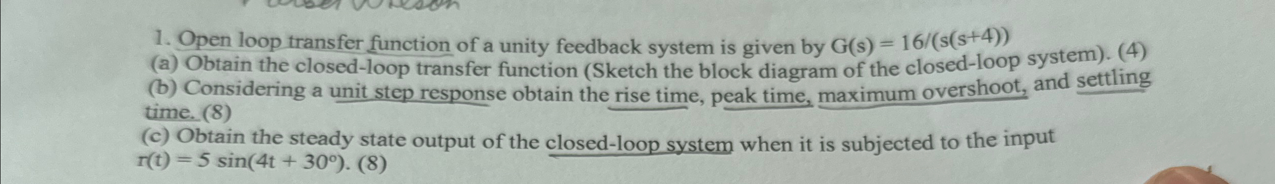 Solved Open loop transfer function of a unity feedback | Chegg.com