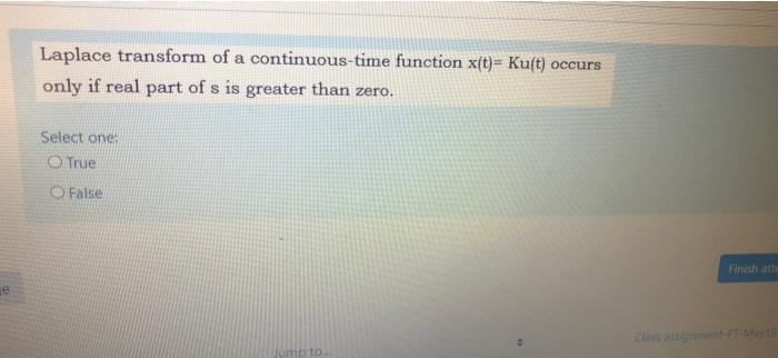 Solved Laplace transform of a continuous-time function x(t)= | Chegg.com