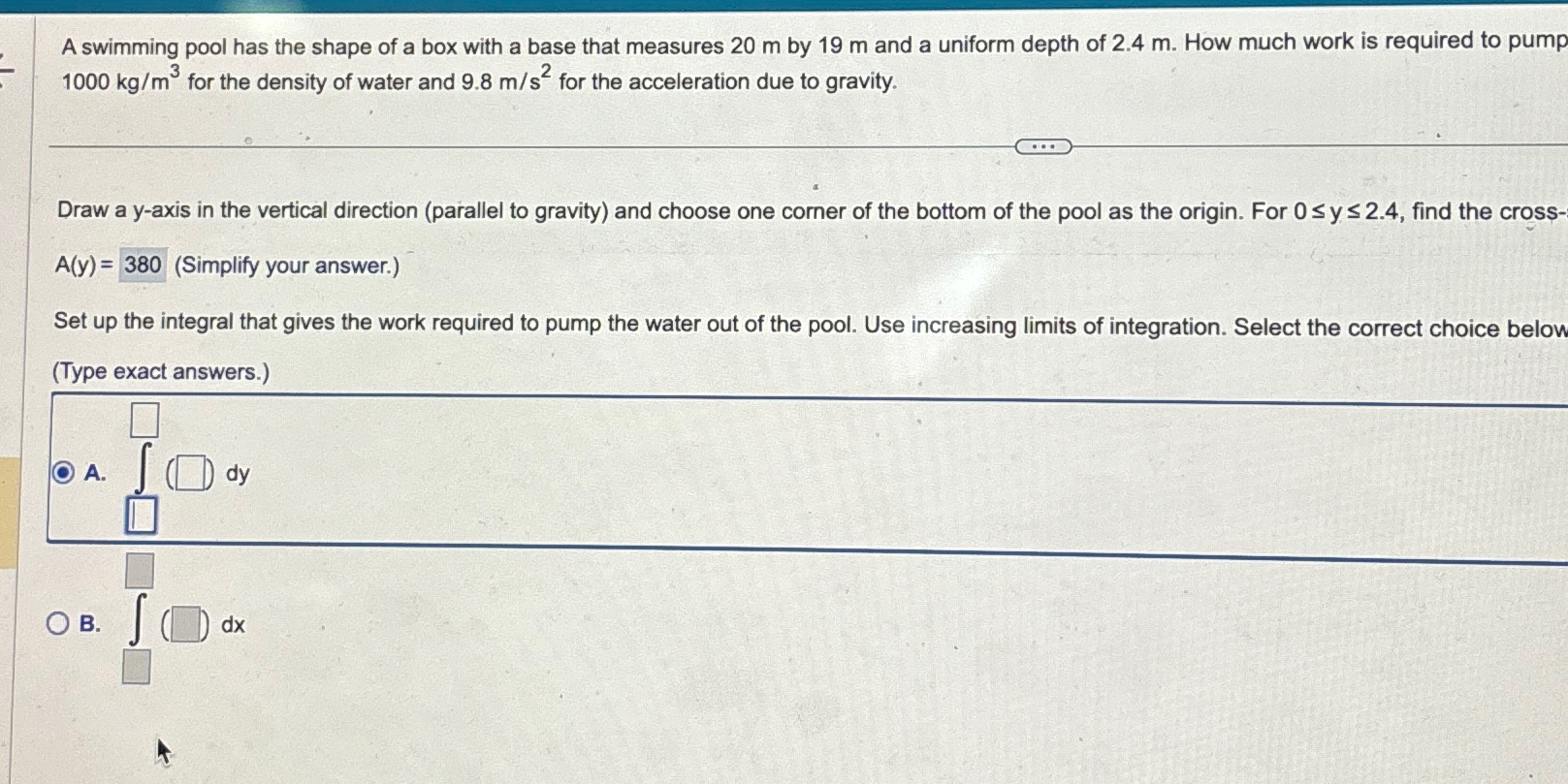 Solved A swimming pool has the shape of a box with a base | Chegg.com