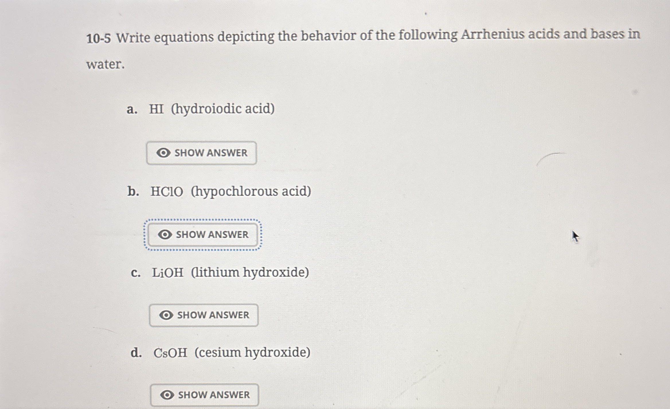 Solved 10-5 ﻿Write equations depicting the behavior of the | Chegg.com
