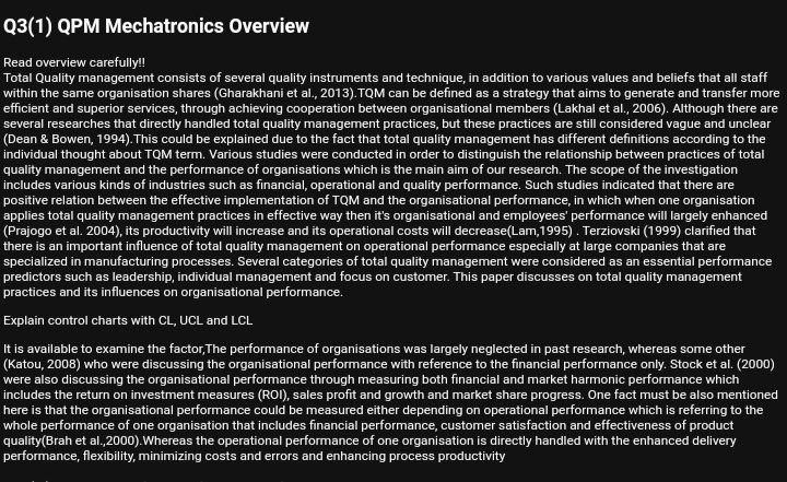Solved Q3(1) QPM Mechatronics Overview Read overview | Chegg.com