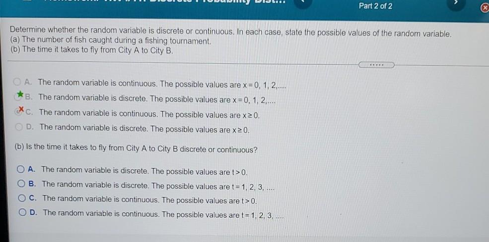 Solved Part 2 Of 2 Determine Whether The Random Variable Is