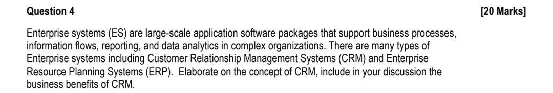 Solved Enterprise systems (ES) are large-scale application | Chegg.com