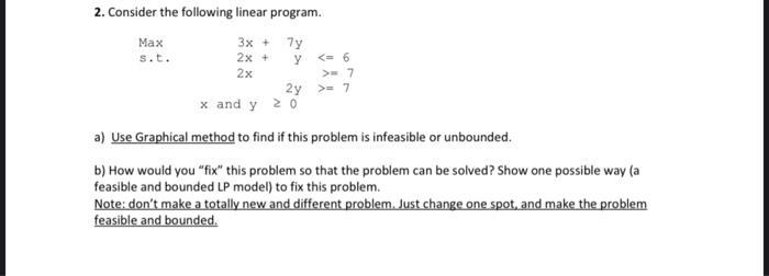 Solved 2. Consider the following linear program. Max s.t. | Chegg.com