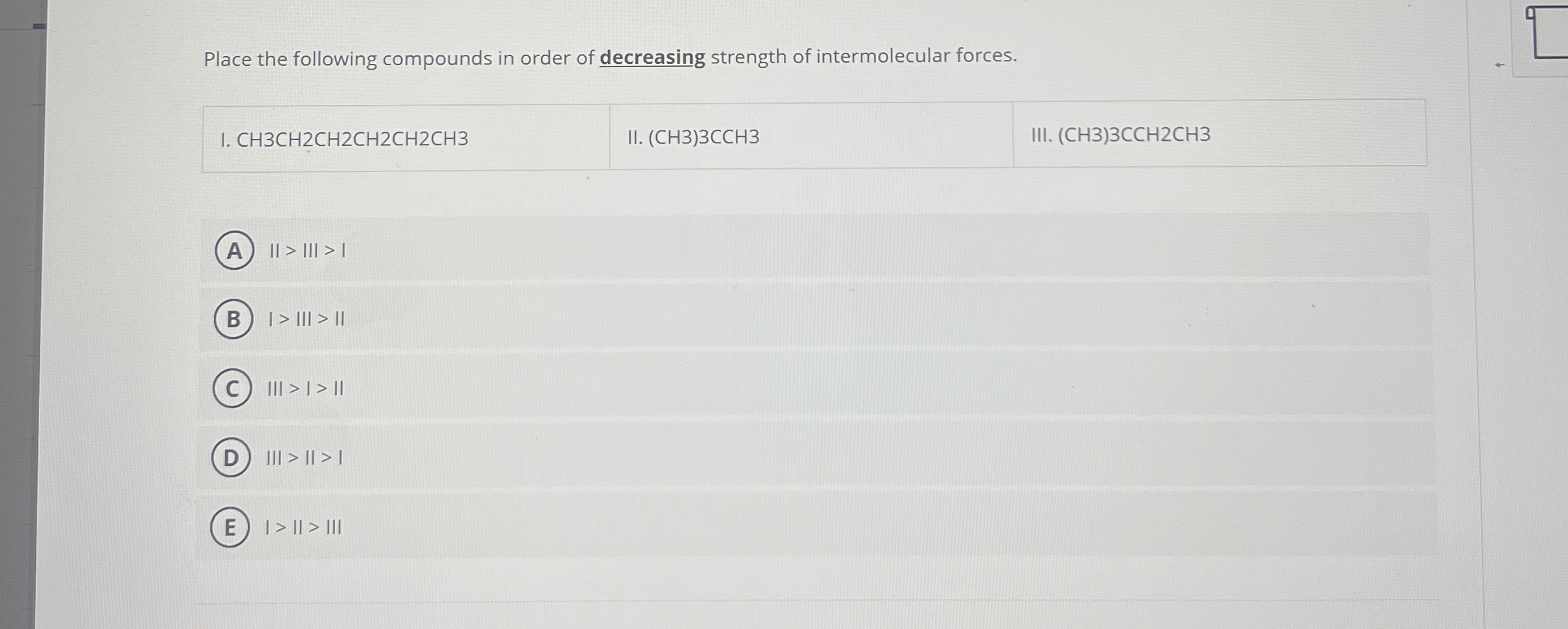 Solved Place the following compounds in order of decreasing | Chegg.com