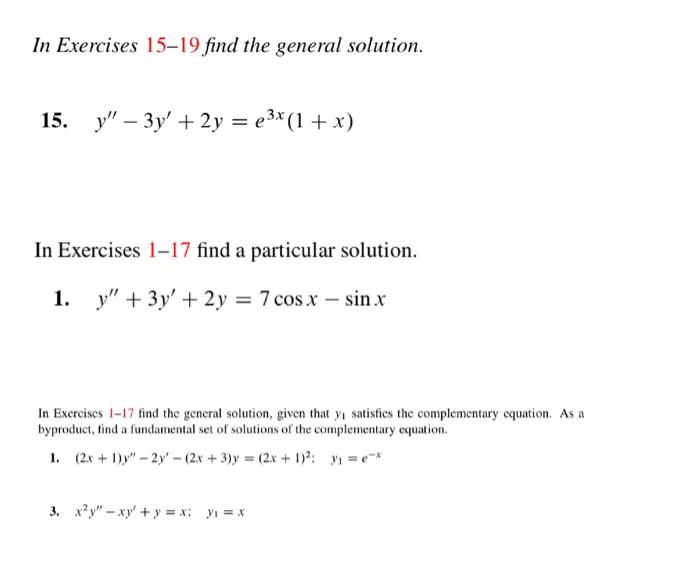 Solved In Exercises 15-19 find the general solution. 15. y" | Chegg.com