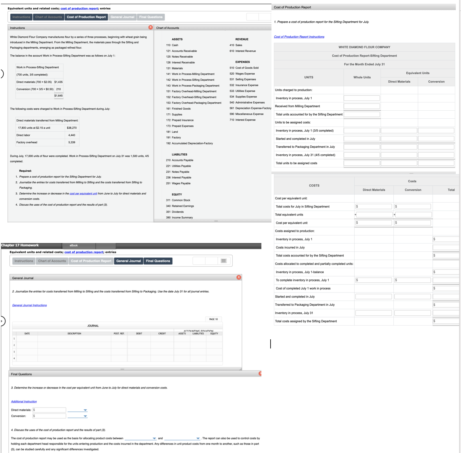 Solved White Diamond Flour Company manufactures flour by a | Chegg.com