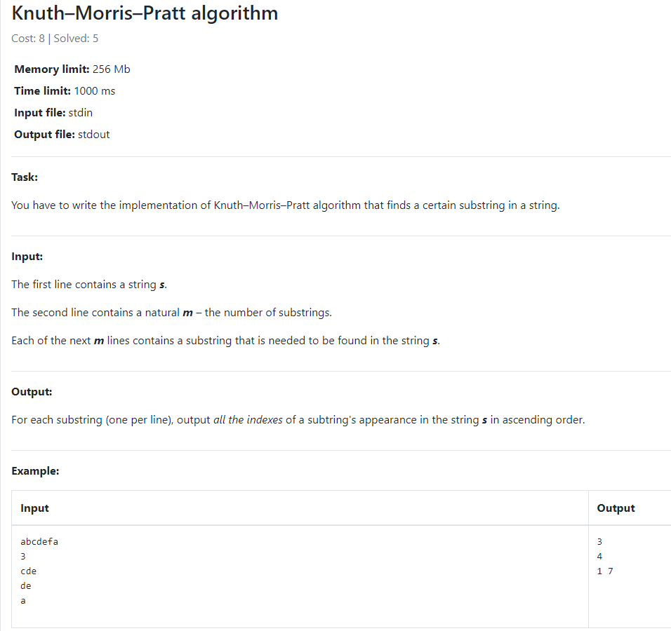 Solved Knuth-Morris-Pratt algorithmCost: 8 | Solved: | Chegg.com Solved Knuth-Morris-Pratt algorithmCost: 8 | Solved: | Chegg.com