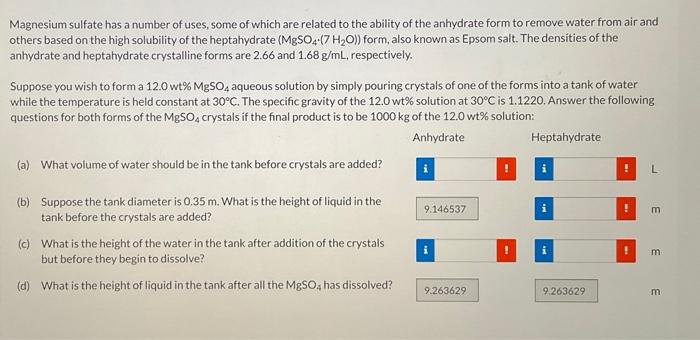 Solved Magnesium sulfate has a number of uses, some of which | Chegg.com
