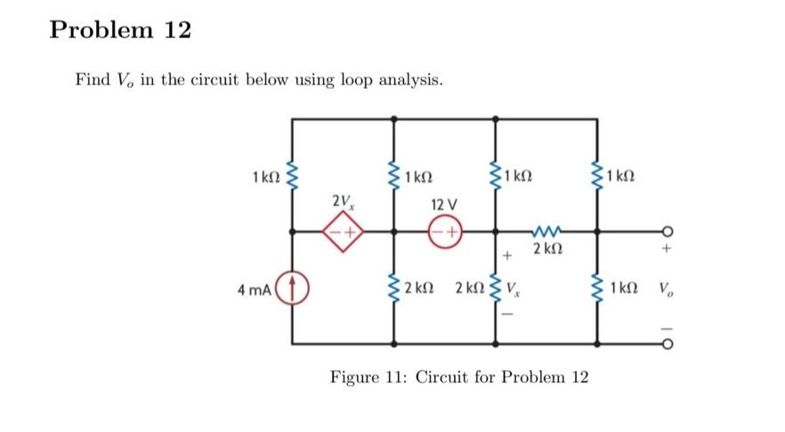 Solved Problem 12Find Vo ﻿in the circuit below using loop | Chegg.com