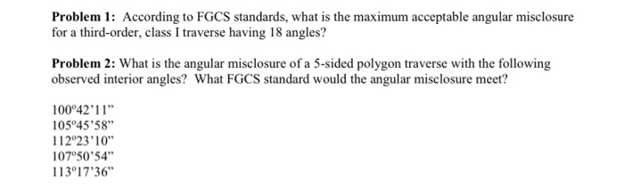 Solved Problem 1: According to FGCS standards, what is the | Chegg.com