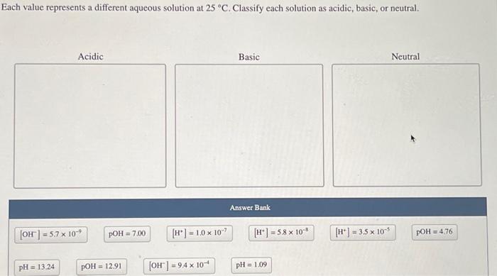 Solved Each value represents a different aqueous solution at | Chegg.com