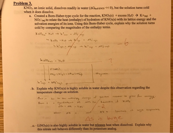 Solved Problem 3. KNO3, an ionic solid, dissolves readily in | Chegg.com