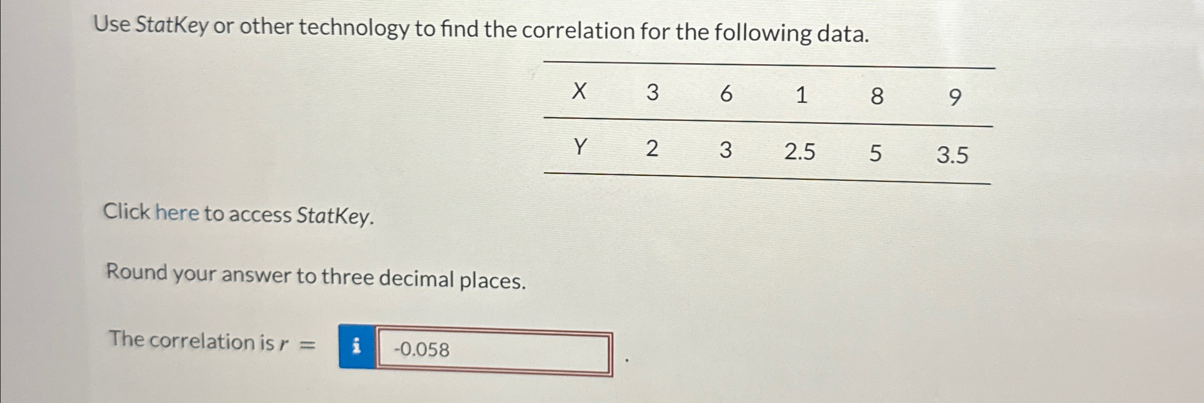Solved Use StatKey or other technology to find the | Chegg.com