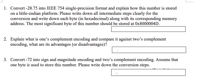 Solved Convert -28.75 ﻿into IEEE 754 ﻿single-precision | Chegg.com