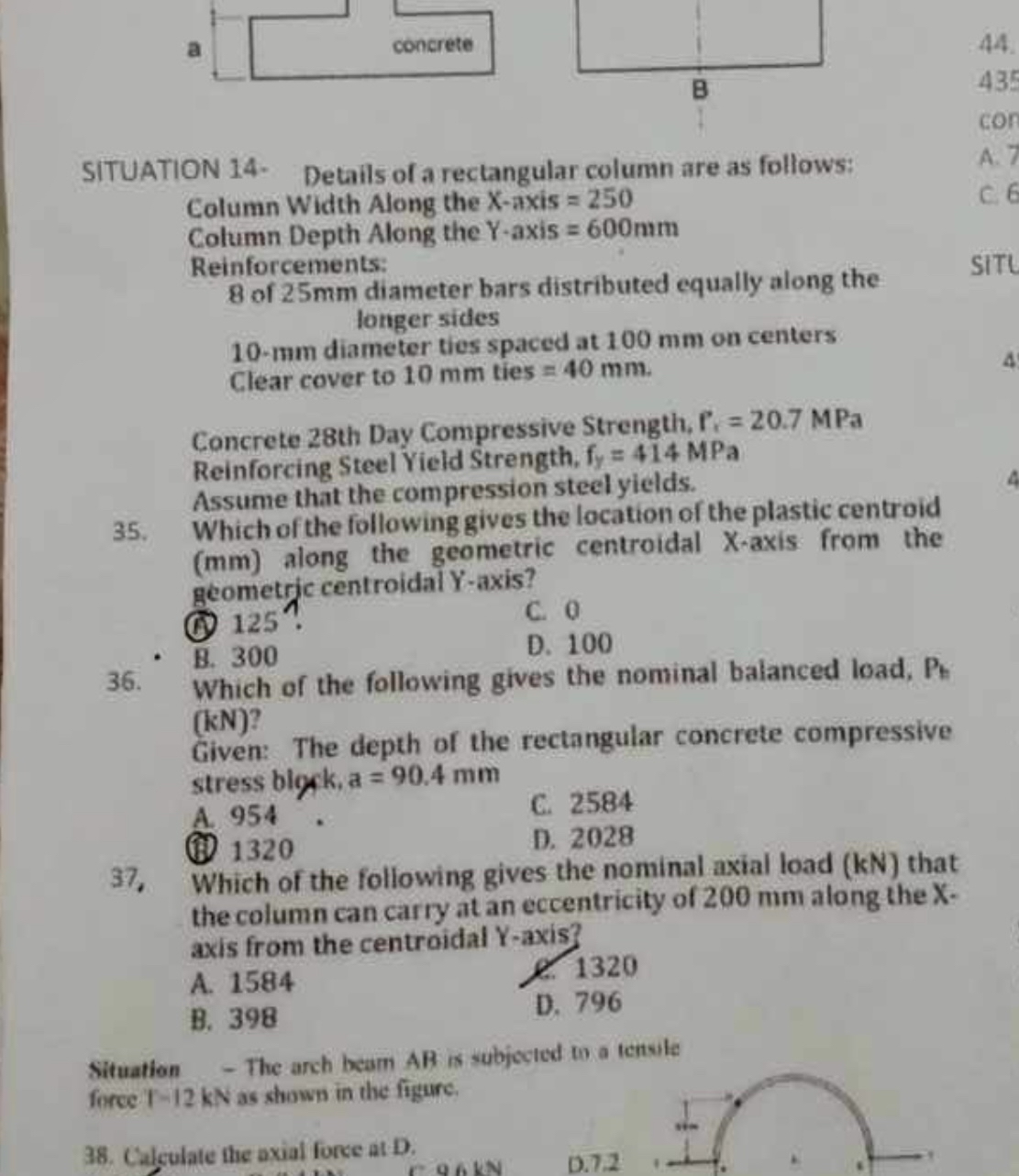 Solved SITUATION 14. ﻿Details of a rectangular column are as | Chegg.com
