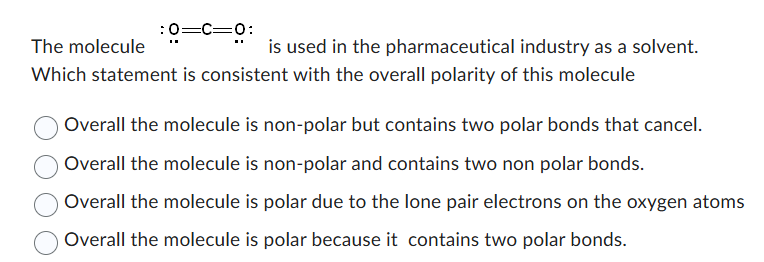 Solved The Molecule [ Mathrm{o} Mathrm{c} Mathrm{o} ]is