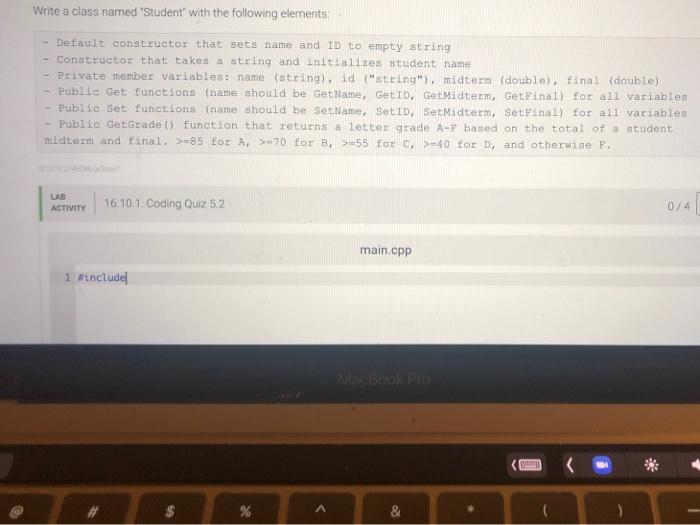 Solved Write a class named 'Student" with the following | Chegg.com
