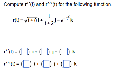 Solved Compute r''(t) ﻿and r'''(t) ﻿for the following | Chegg.com
