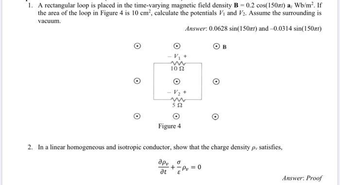 Solved 1. A rectangular loop is placed in the time-varying | Chegg.com