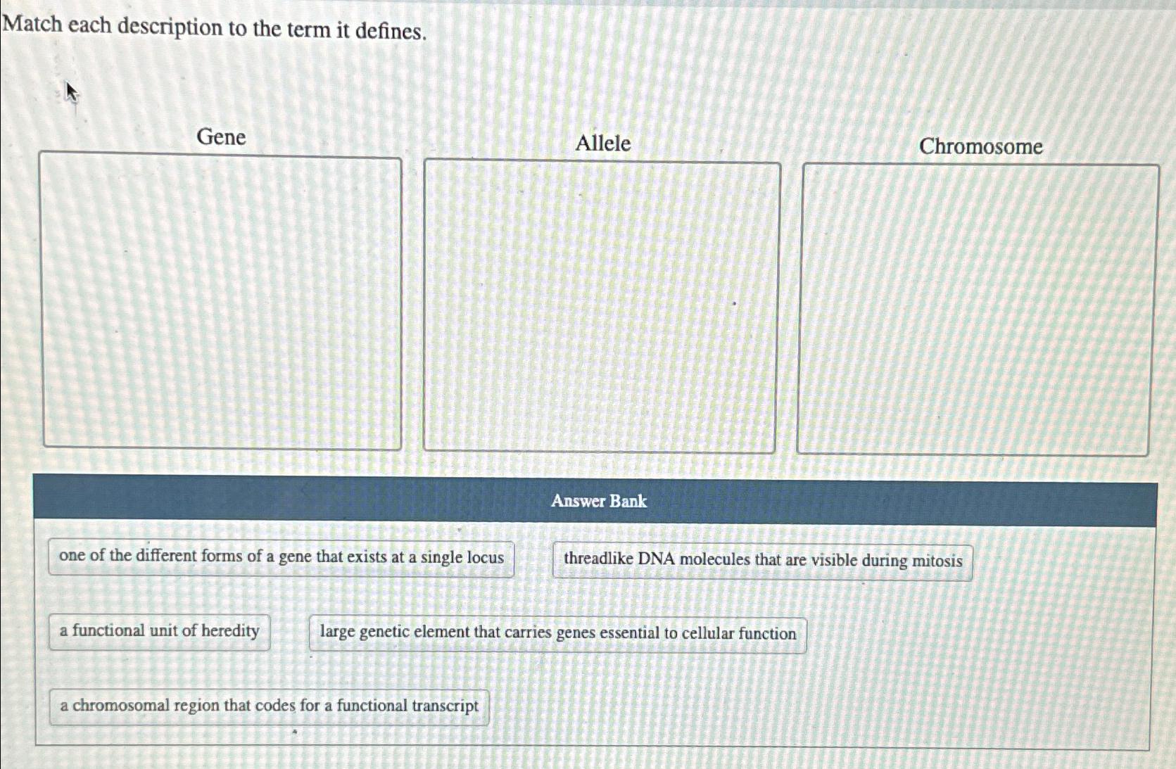 Solved Match each description to the term it | Chegg.com