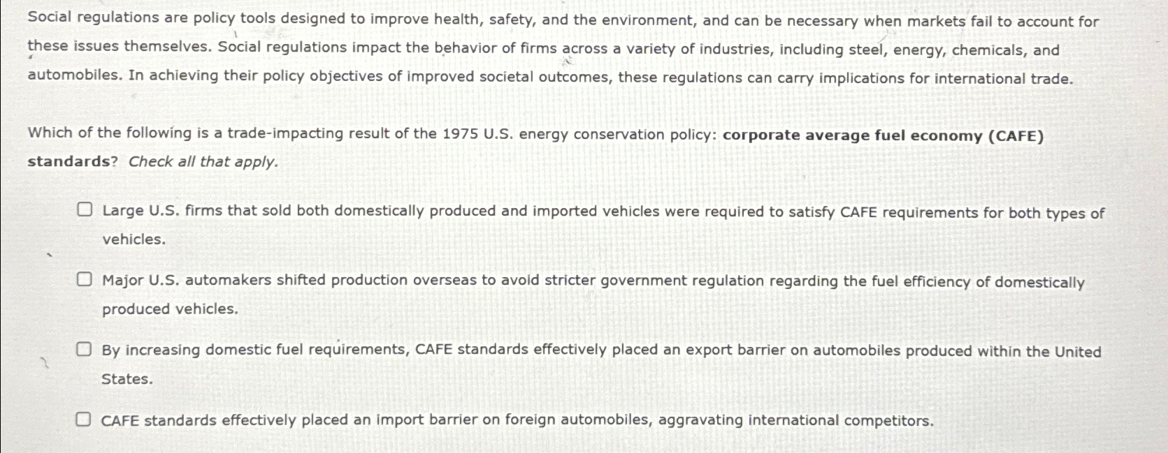 Solved Social regulations are policy tools designed to | Chegg.com