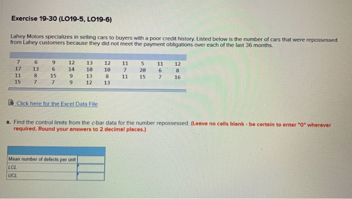 Solved Exercise 19-30 (LO19-5, LO19-6) Lahey Motors | Chegg.com