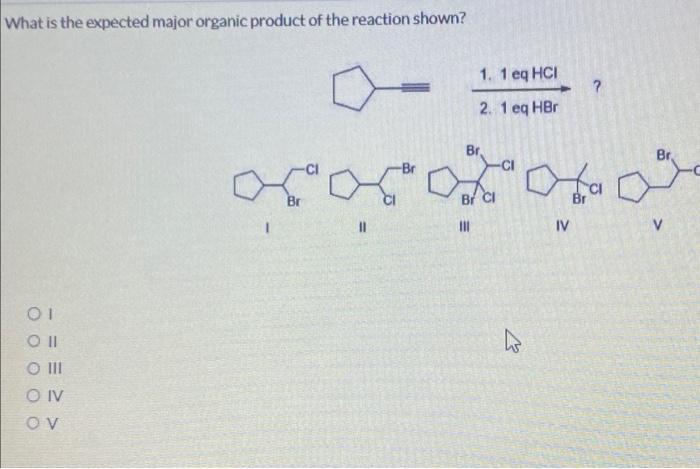 Solved What is the expected major organic product of the | Chegg.com