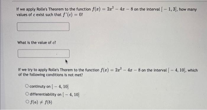 Solved If we apply Rolle's Theorem to the function | Chegg.com
