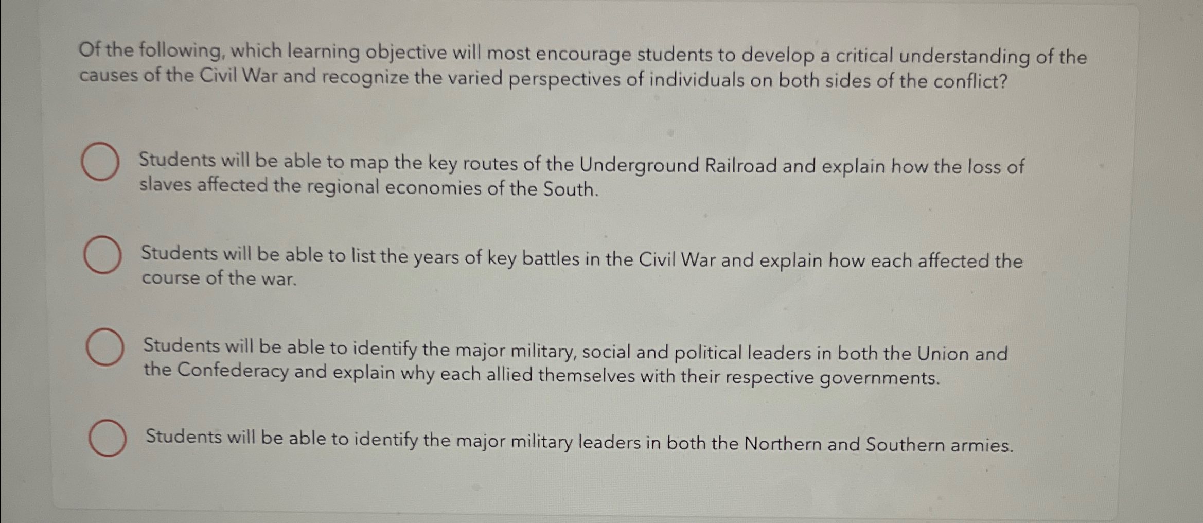 Solved Of the following, which learning objective will most | Chegg.com