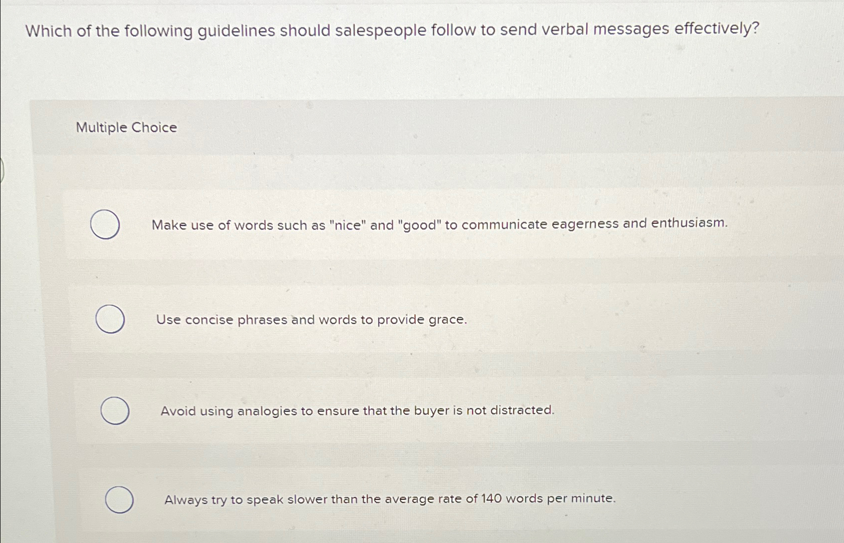 Solved Which of the following guidelines should salespeople | Chegg.com