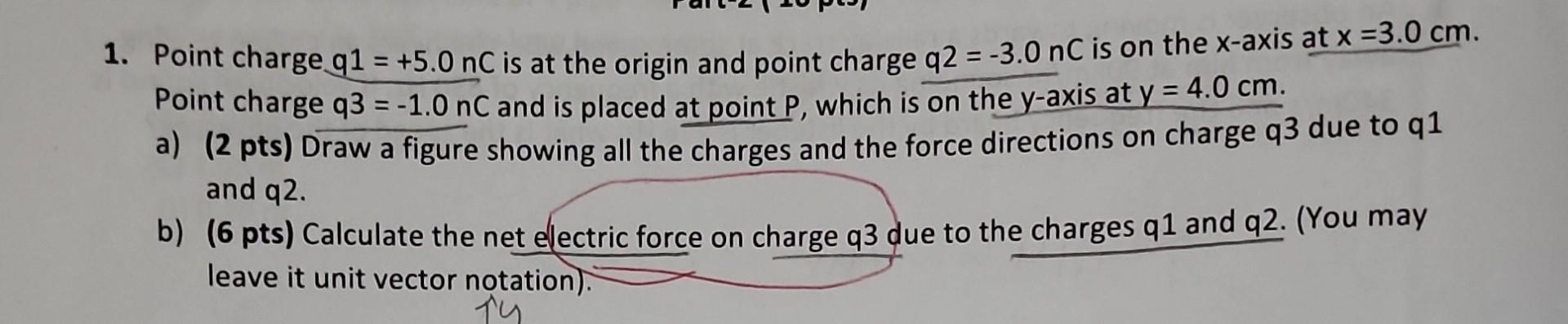 Solved 1. Point charge q1=+5.0nC is at the origin and point | Chegg.com