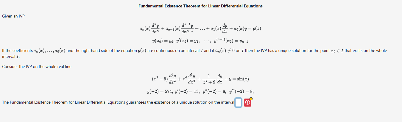 Solved Fundamental Existence Theorem for Linear Differential | Chegg.com