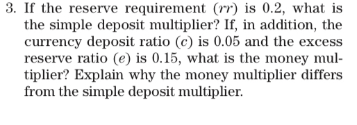Solved The role of money in the macro economy. If the | Chegg.com